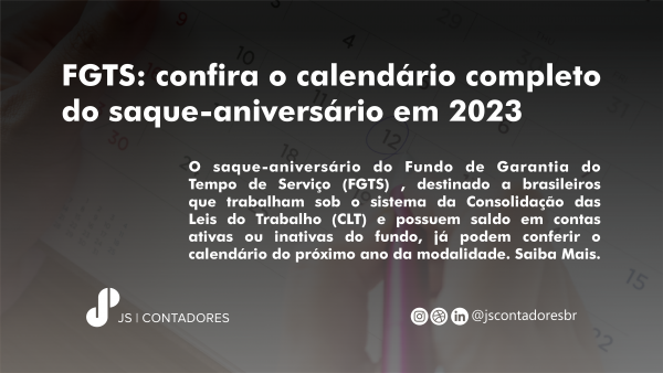 Fgts Confira O Calendário Completo Do Saque Aniversário Em 2023 Js